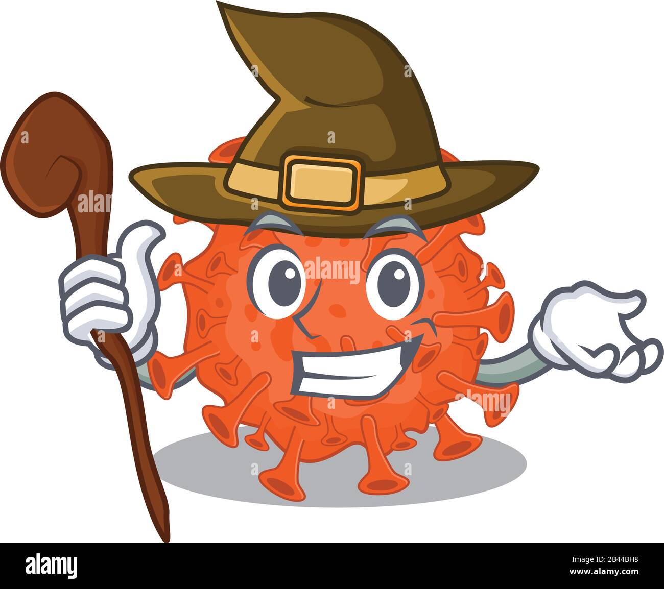 Cute and sneaky Witch electron microscope coronavirus cartoon design ...