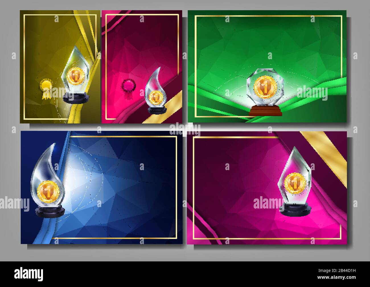 Glass Award Collection Diploma Banner Set Vector Stock Vector Image ...