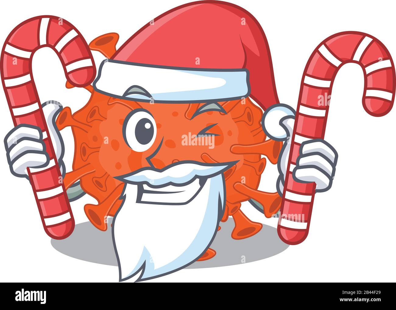 Friendly electron microscope coronavirus in Santa Cartoon character ...