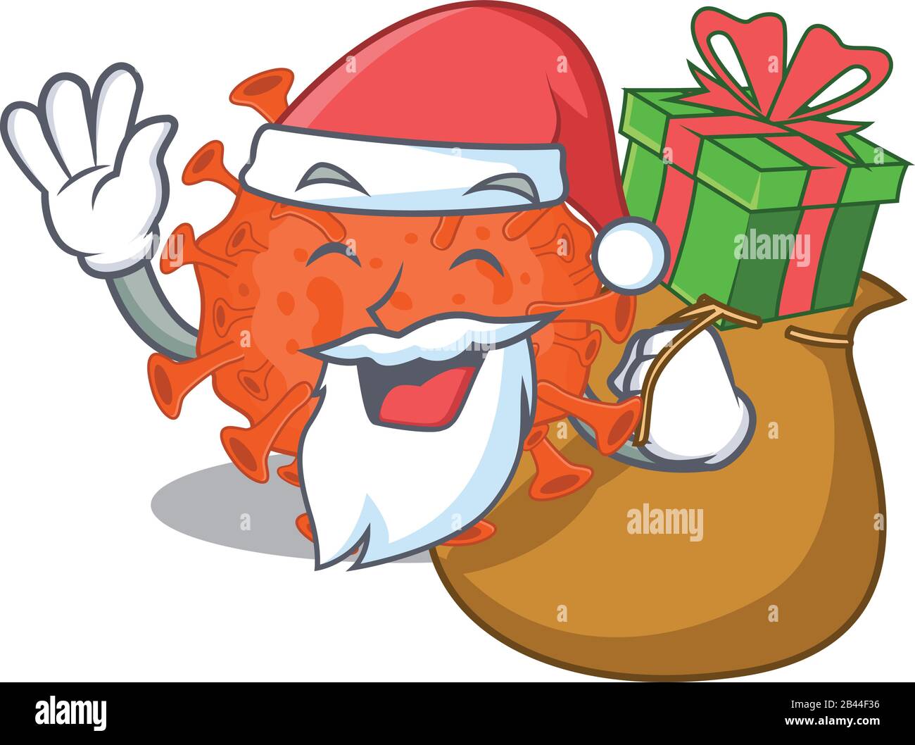 Santa electron microscope coronavirus Cartoon character design with box ...