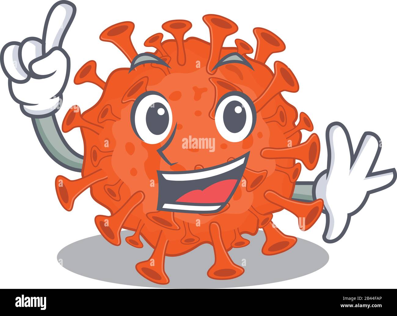One Finger electron microscope coronavirus in mascot cartoon character ...
