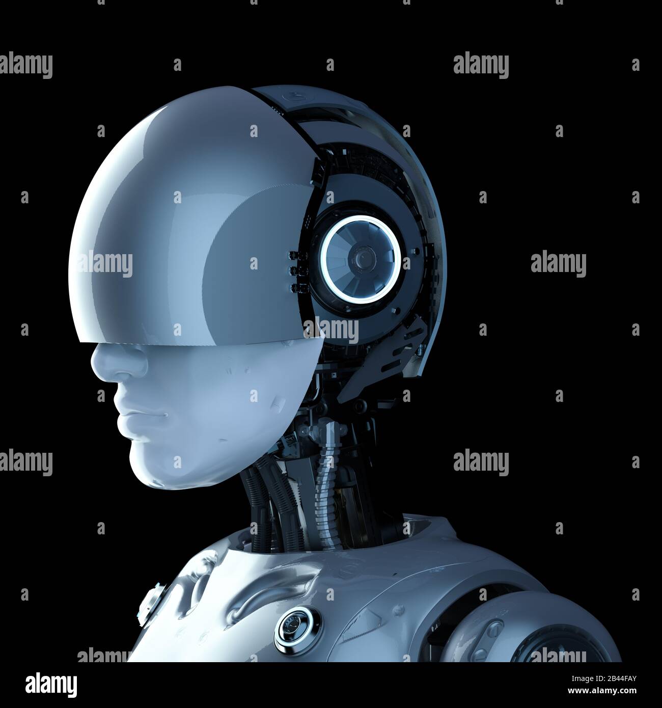 3d rendering female cyborg with goggle or headset Stock Photo - Alamy