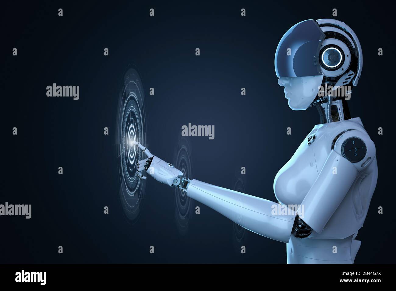 3d rendering female cyborg with graphic display Stock Photo - Alamy