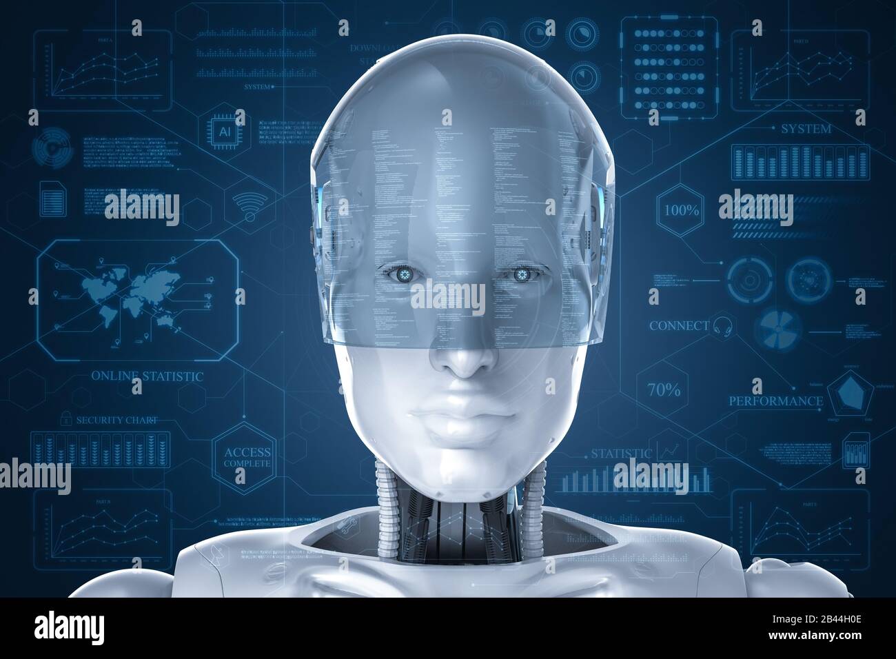 3d rendering female cyborg with graphic display Stock Photo - Alamy