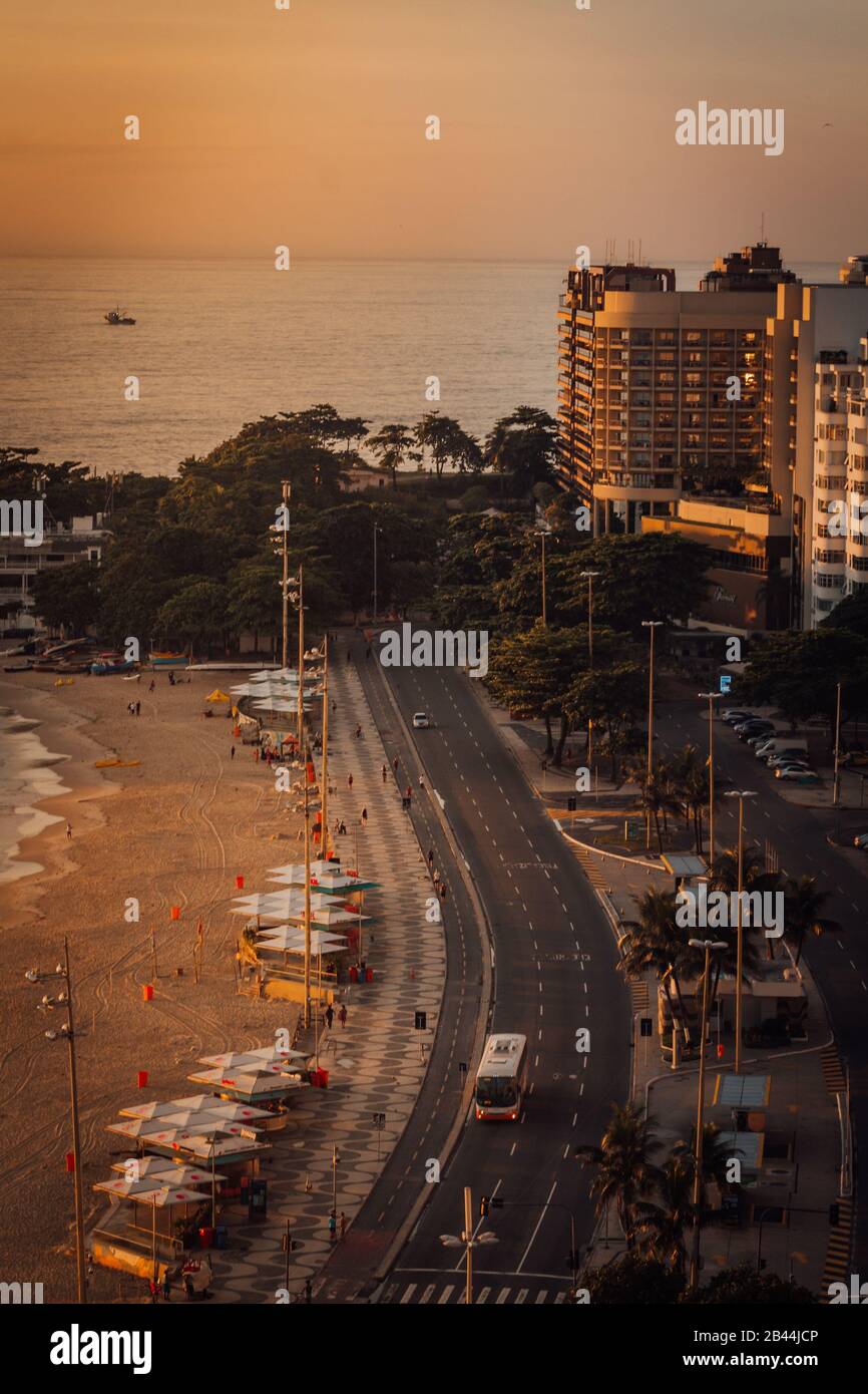 Road by the beach in Rio Brazil during a sunrise Stock Photo - Alamy