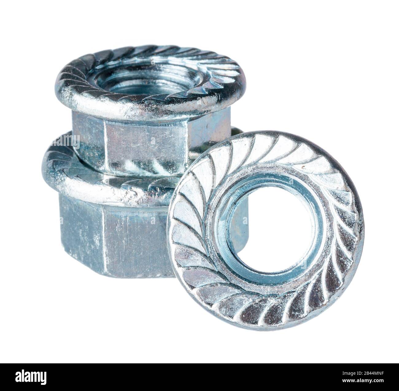 Metal nuts isolated on white background. creative photo Stock Photo - Alamy