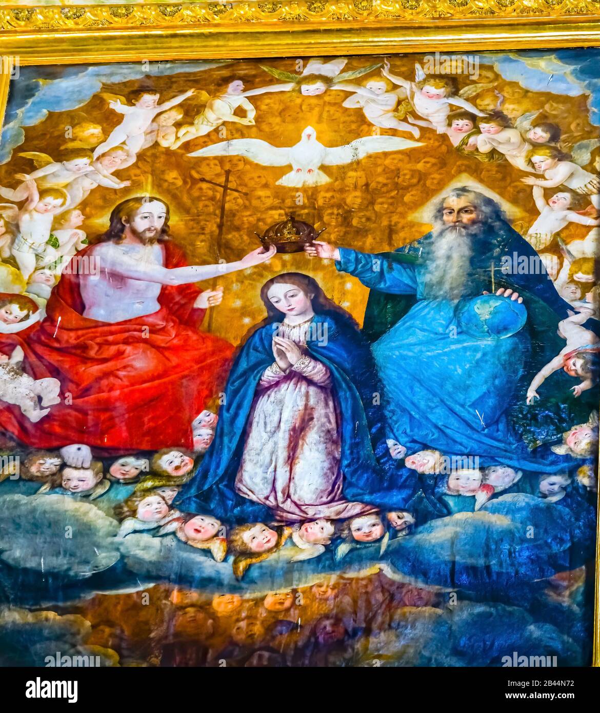 Colorful Coronation of Mary Jesus Christ God Painting Puebla Cathedral ...
