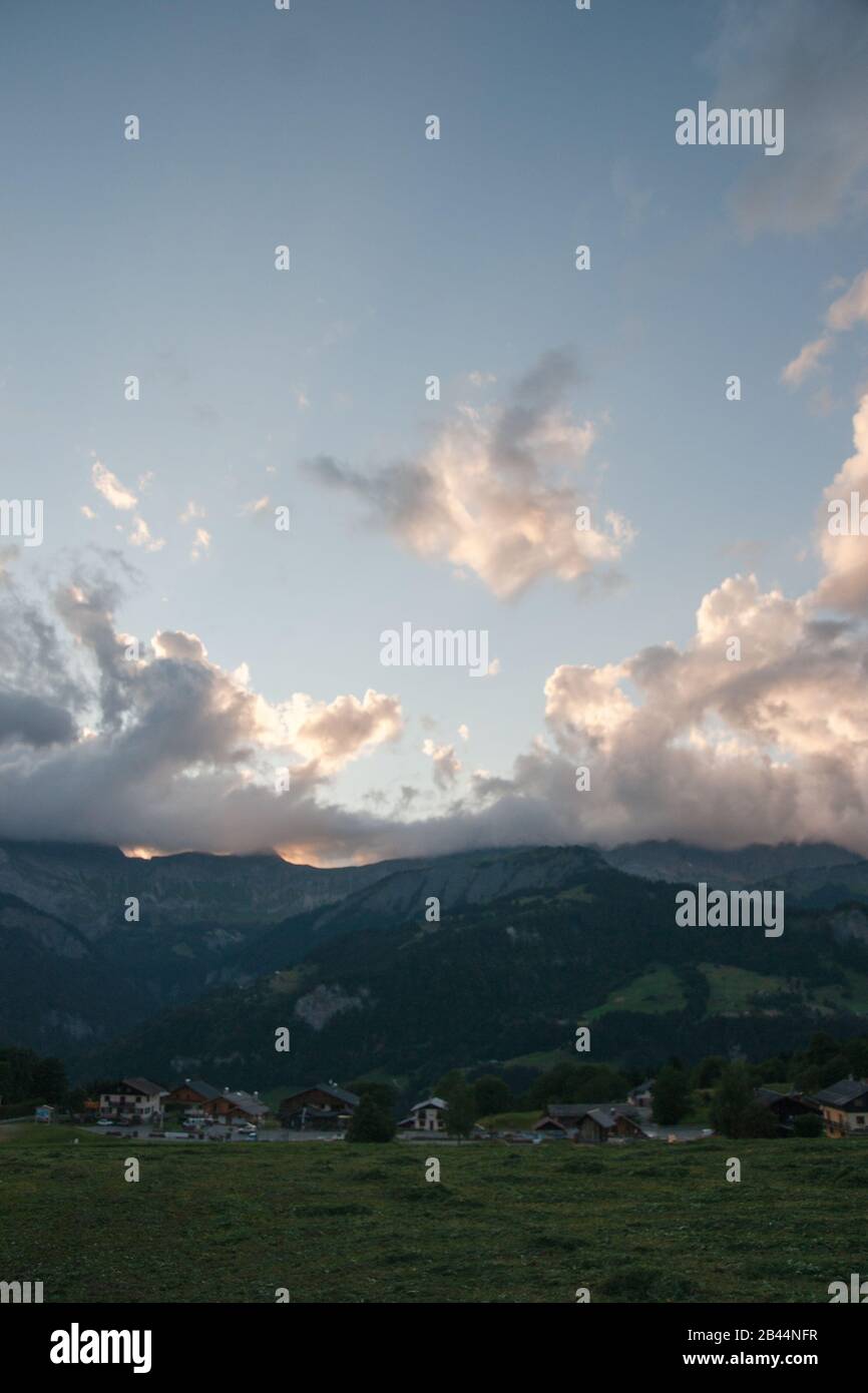 Alps mountain in europe summer vacation under dramatic sky Stock Photo ...
