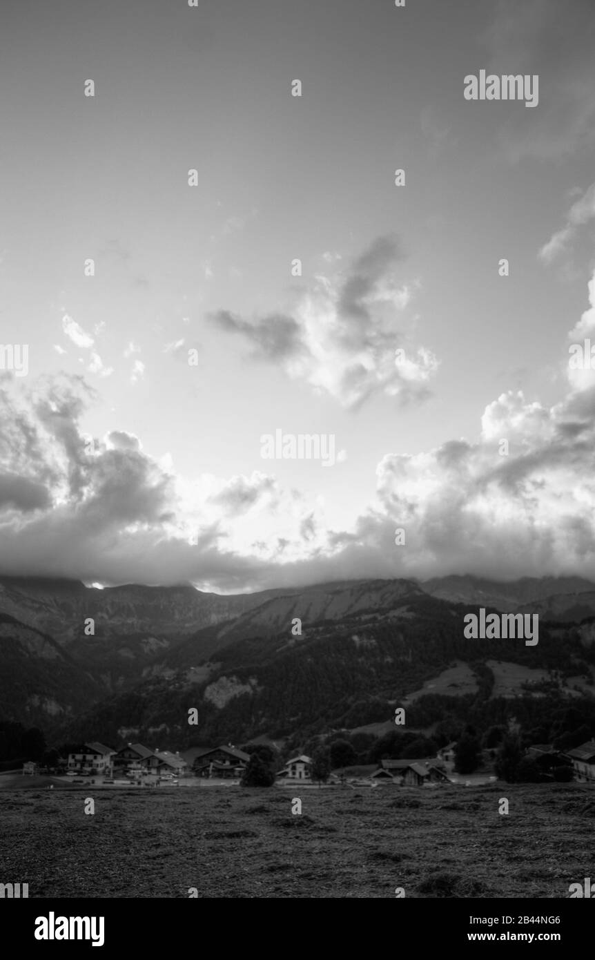 Alps mountain in europe summer vacation under dramatic sky Stock Photo ...