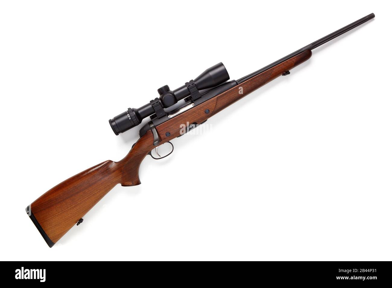 Hunting rifle with optical sight isolated on white background., Hunting ...