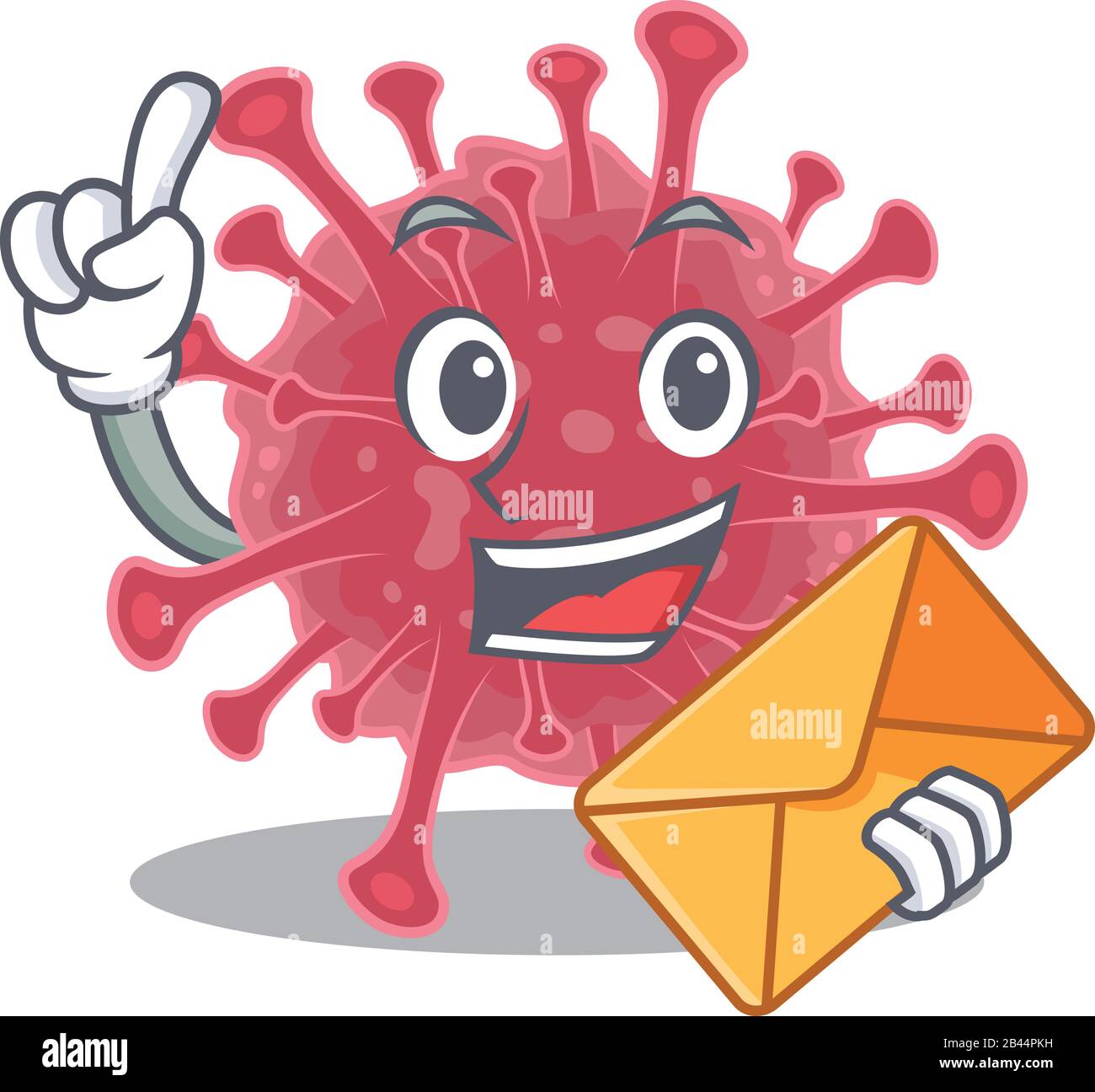 Cute face coronavirus disease mascot design with envelope Stock Vector ...