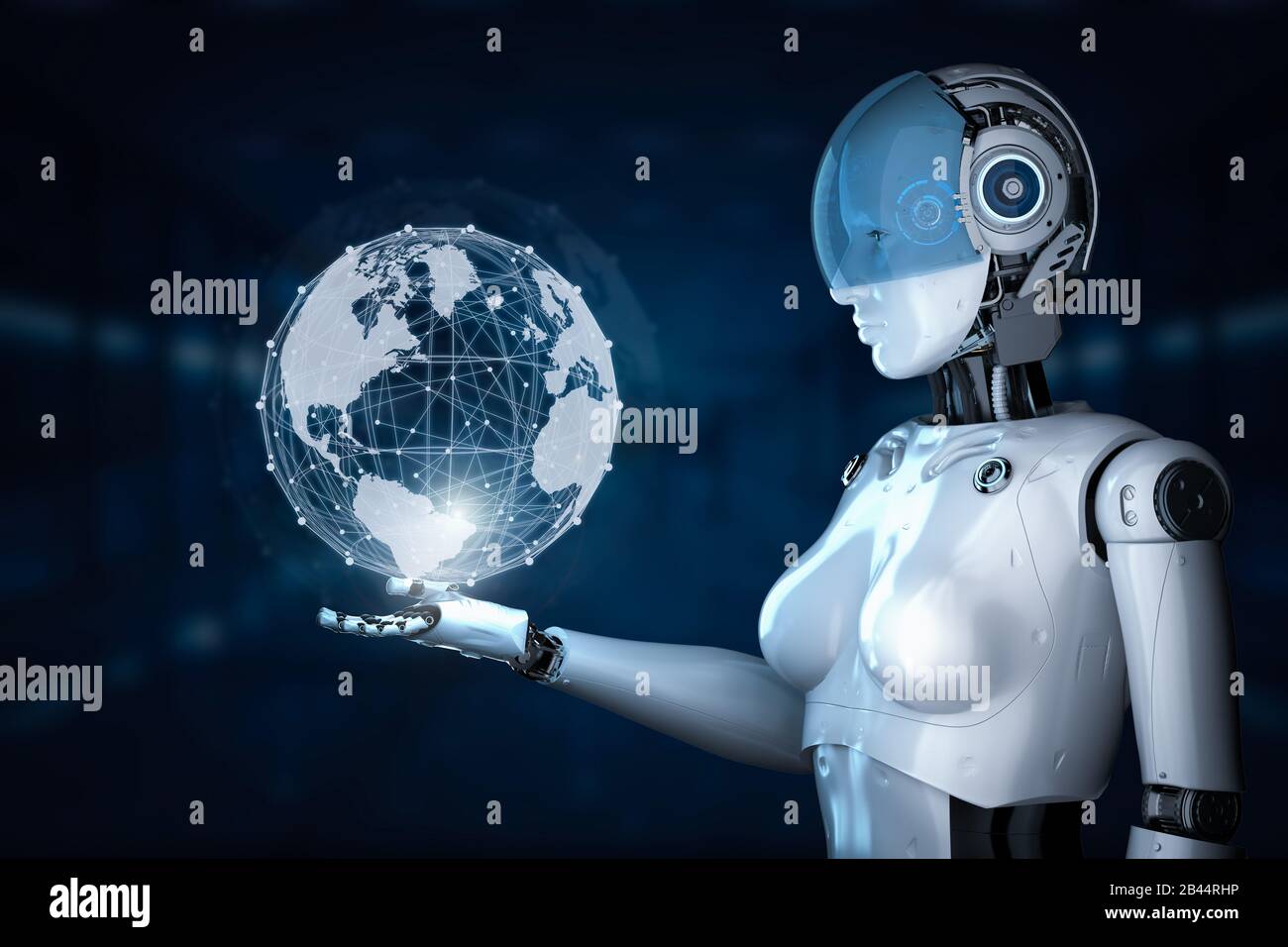 3d rendering female cyborg with graphic display Stock Photo - Alamy