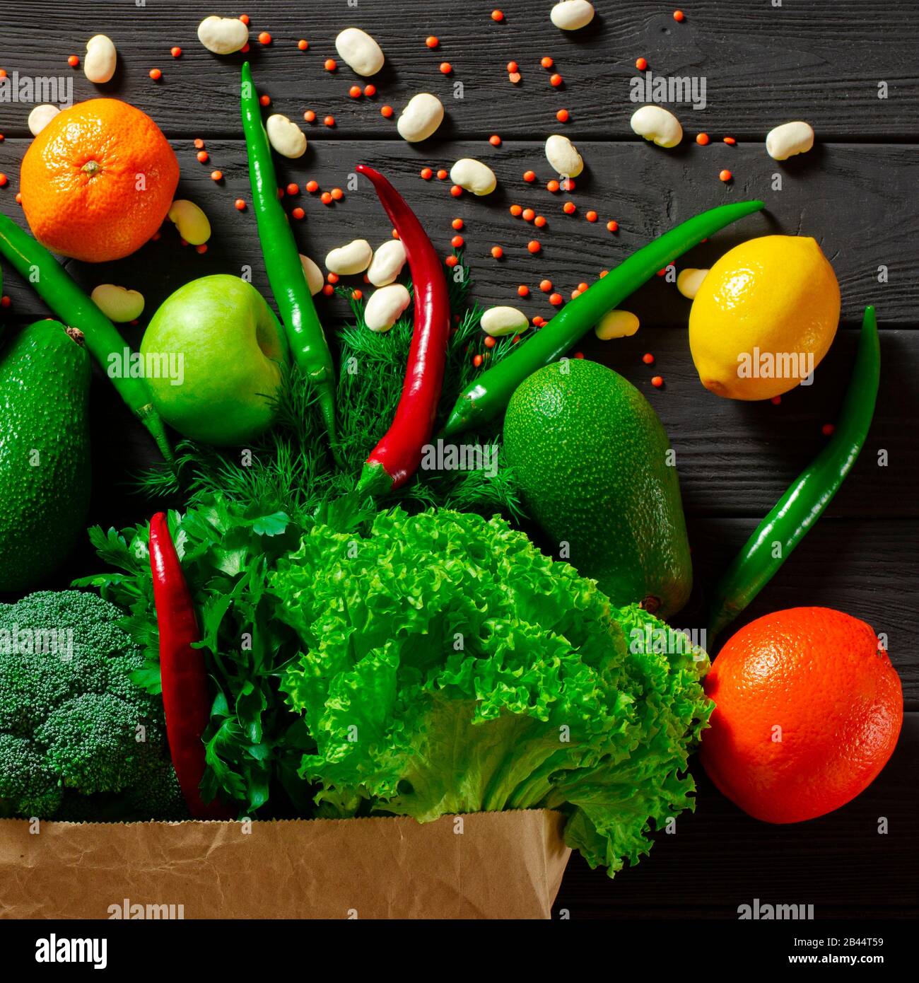 Vegetable food set of multi-colored foods for healthy eating lies on a ...