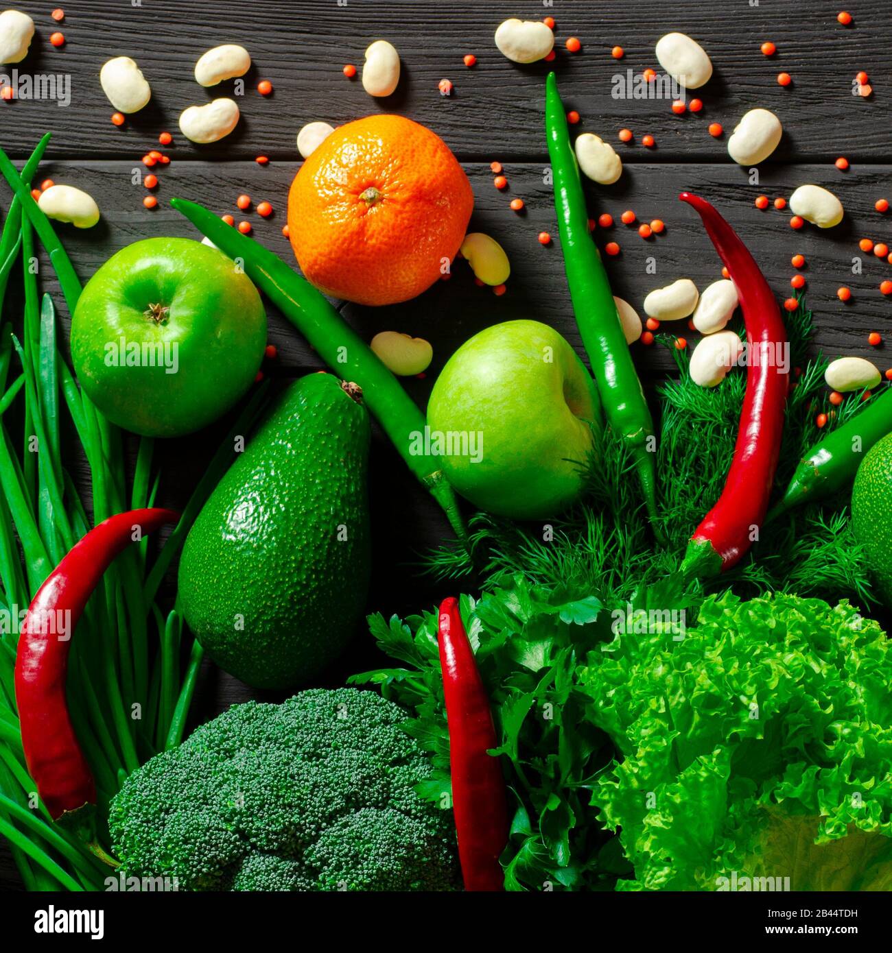 Vegetable food set of multi-colored foods for healthy eating lies on a ...