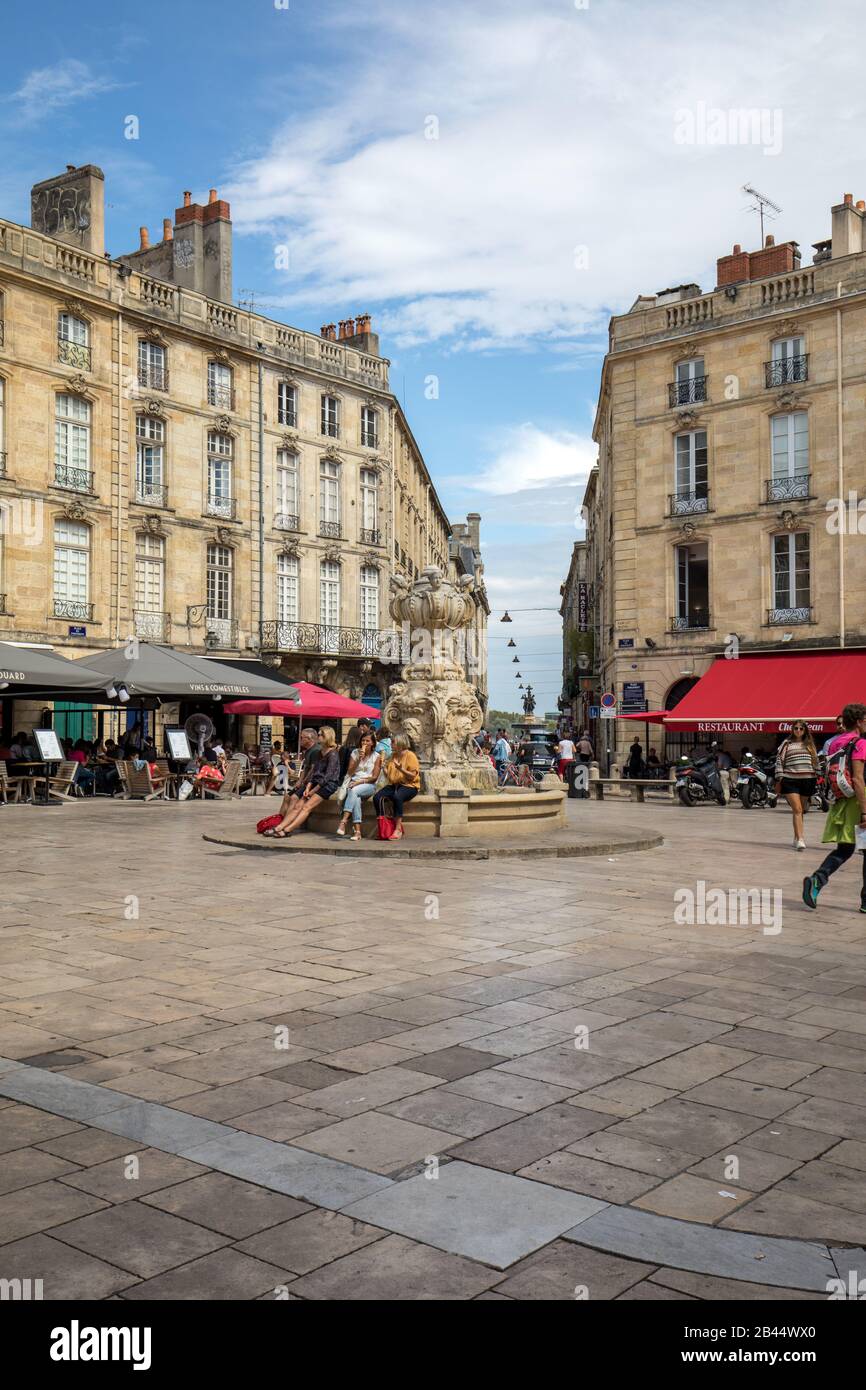 Bordeaux, France - September 9, 2018: Parliament Square or Place du ...