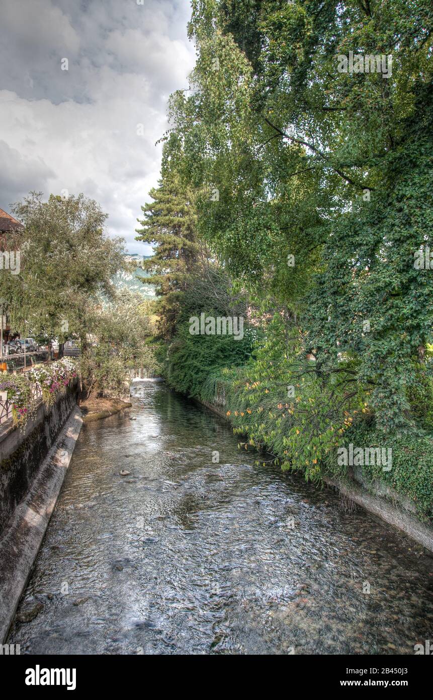 Annecy streets in summer tourist vacation of France Savoie Stock Photo ...
