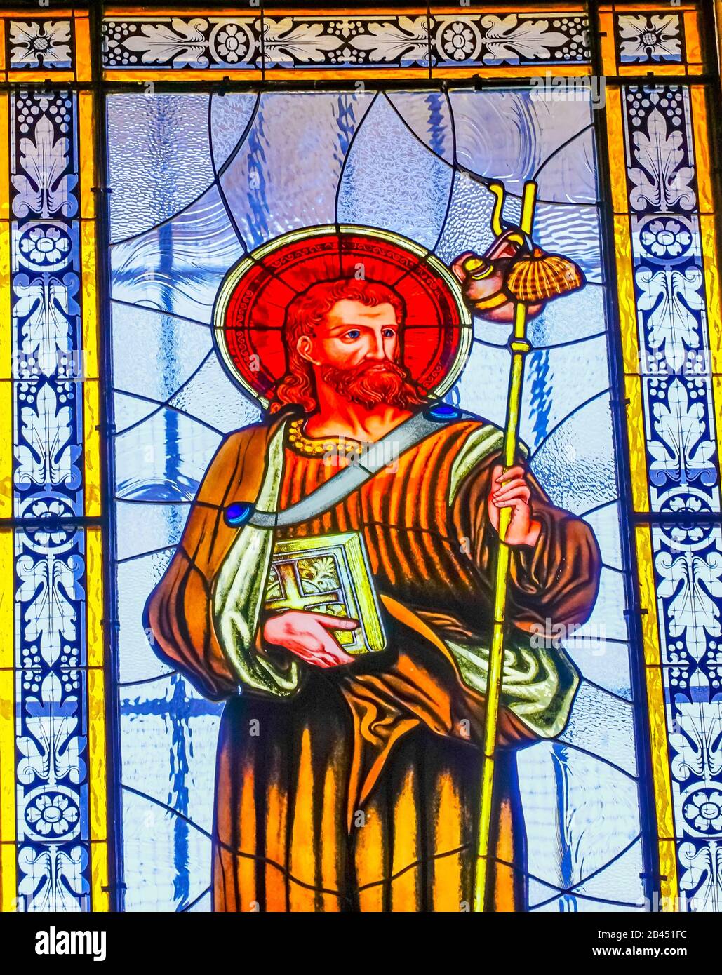 Colorful Saint James Stained Glass Basilica Cathedral Puebla Mexico ...