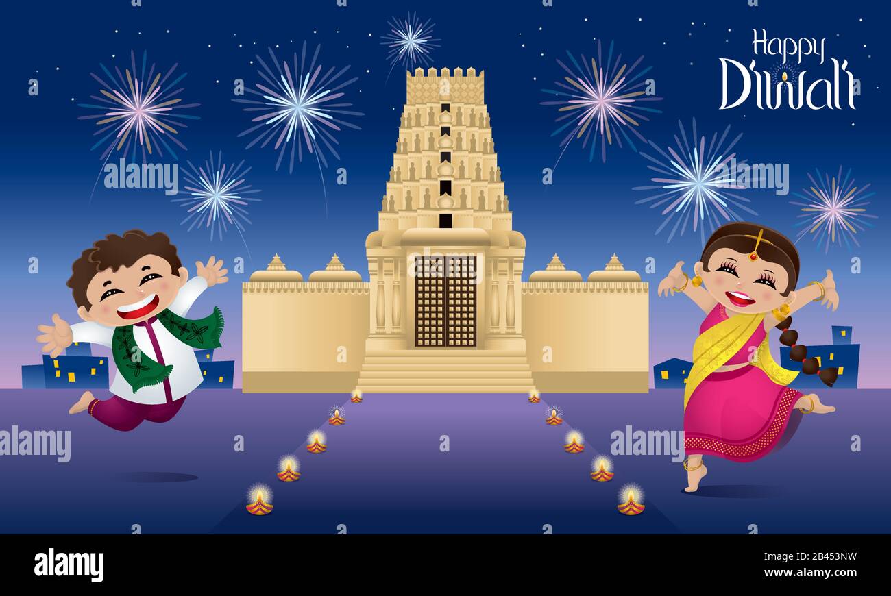 Indian boy and girl celebrating Diwali Stock Vector Image & Art - Alamy