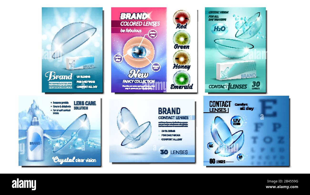Contact Lenses Advertising Banners Set Vector Stock Vector Image & Art ...