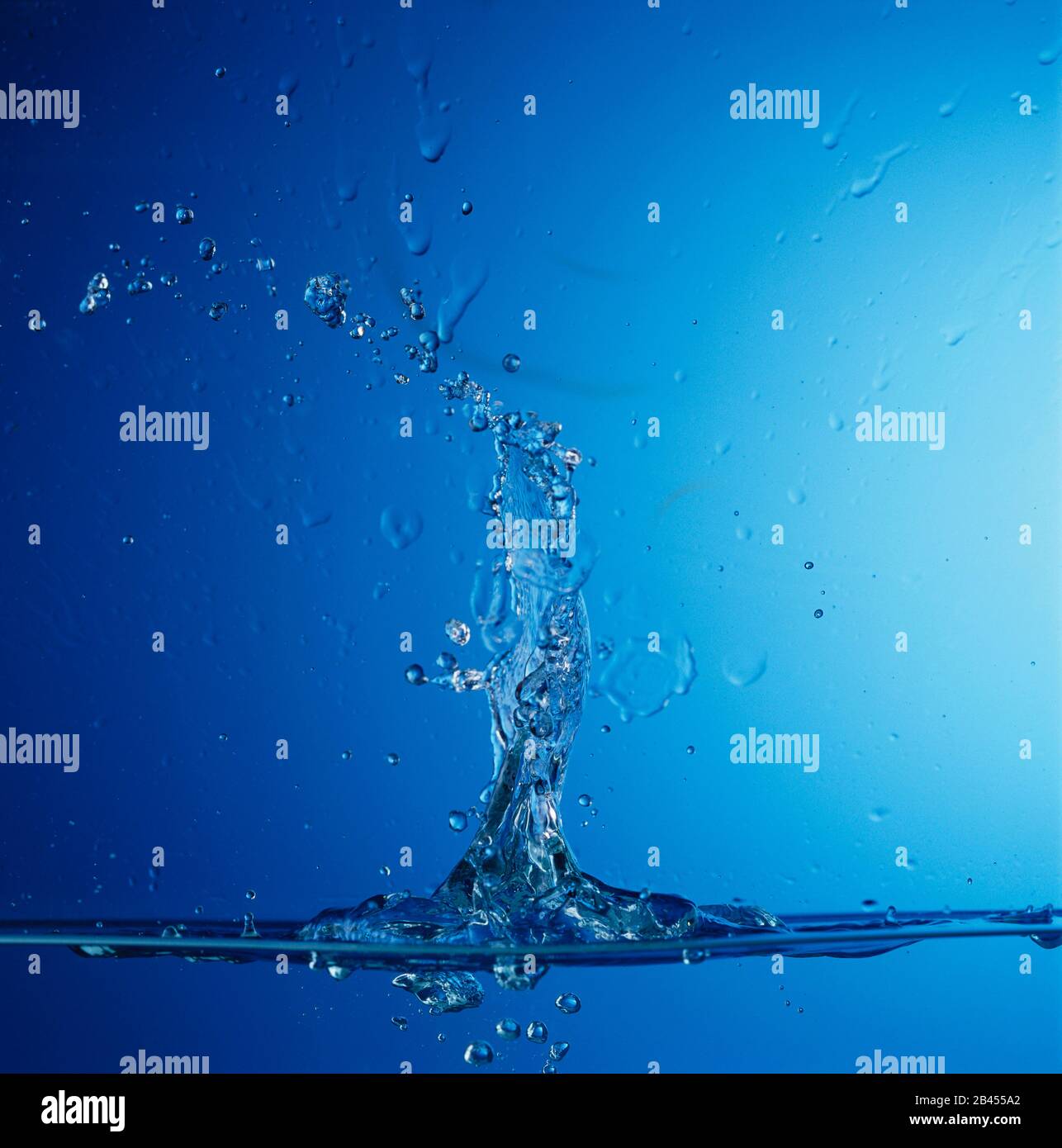 Concept, Water drop splash with blue background, India, Asia Stock ...