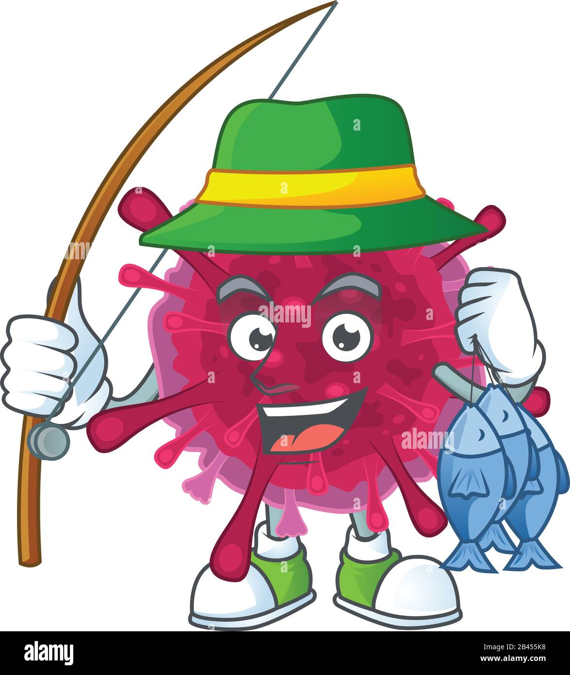 A mascot design of Fishing amoeba coronaviruses with 3 fishes Stock ...