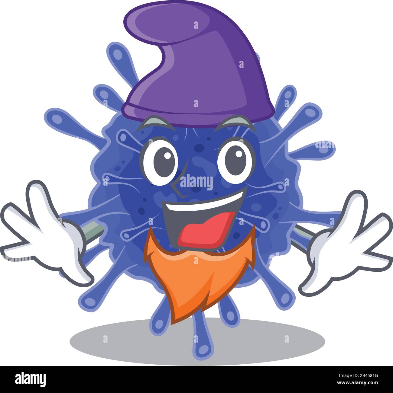 Cute and funny bacteria coronavirus cartoon character dressed as an Elf ...