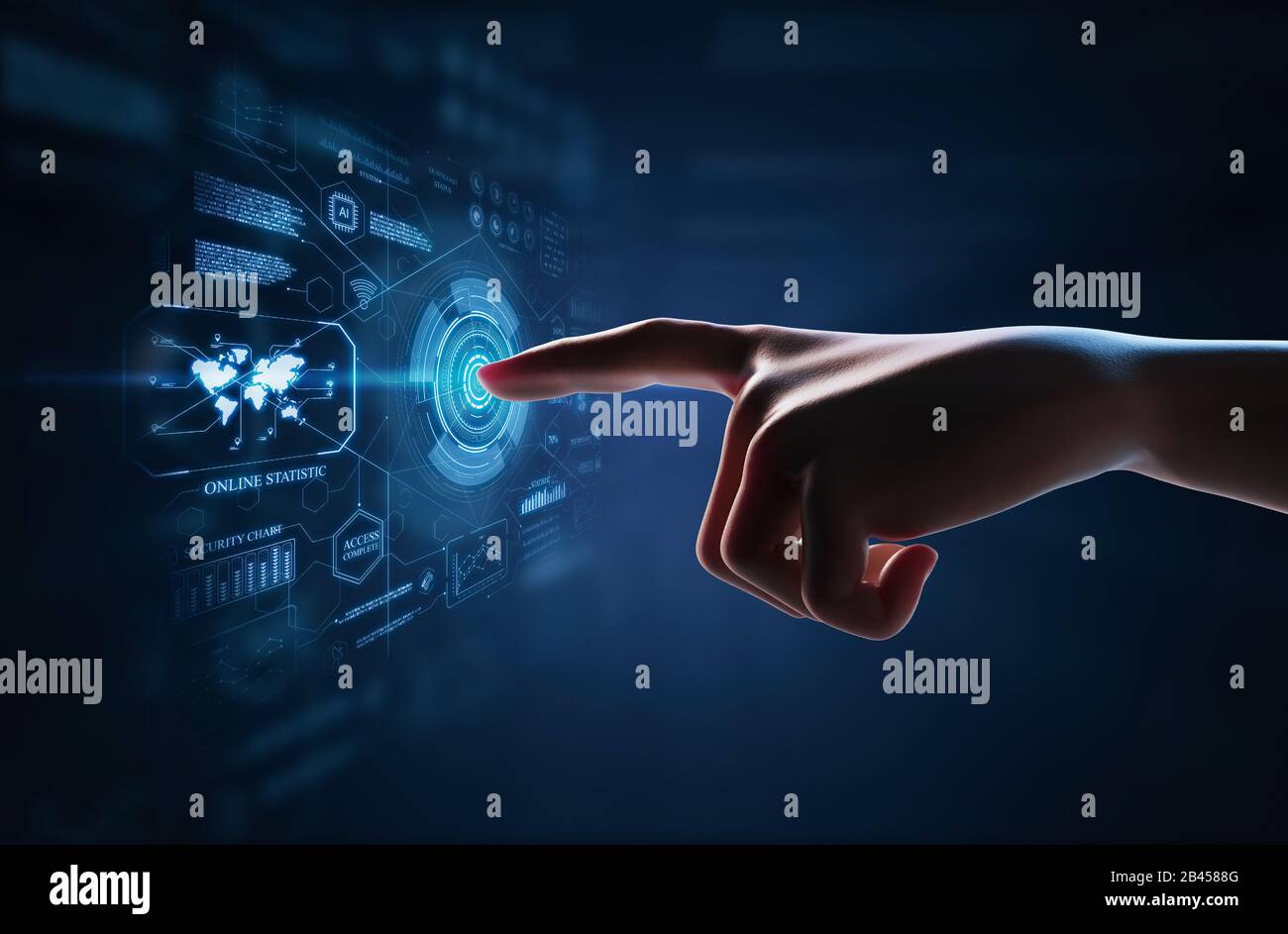 3d rendering human finger point graphic display Stock Photo - Alamy