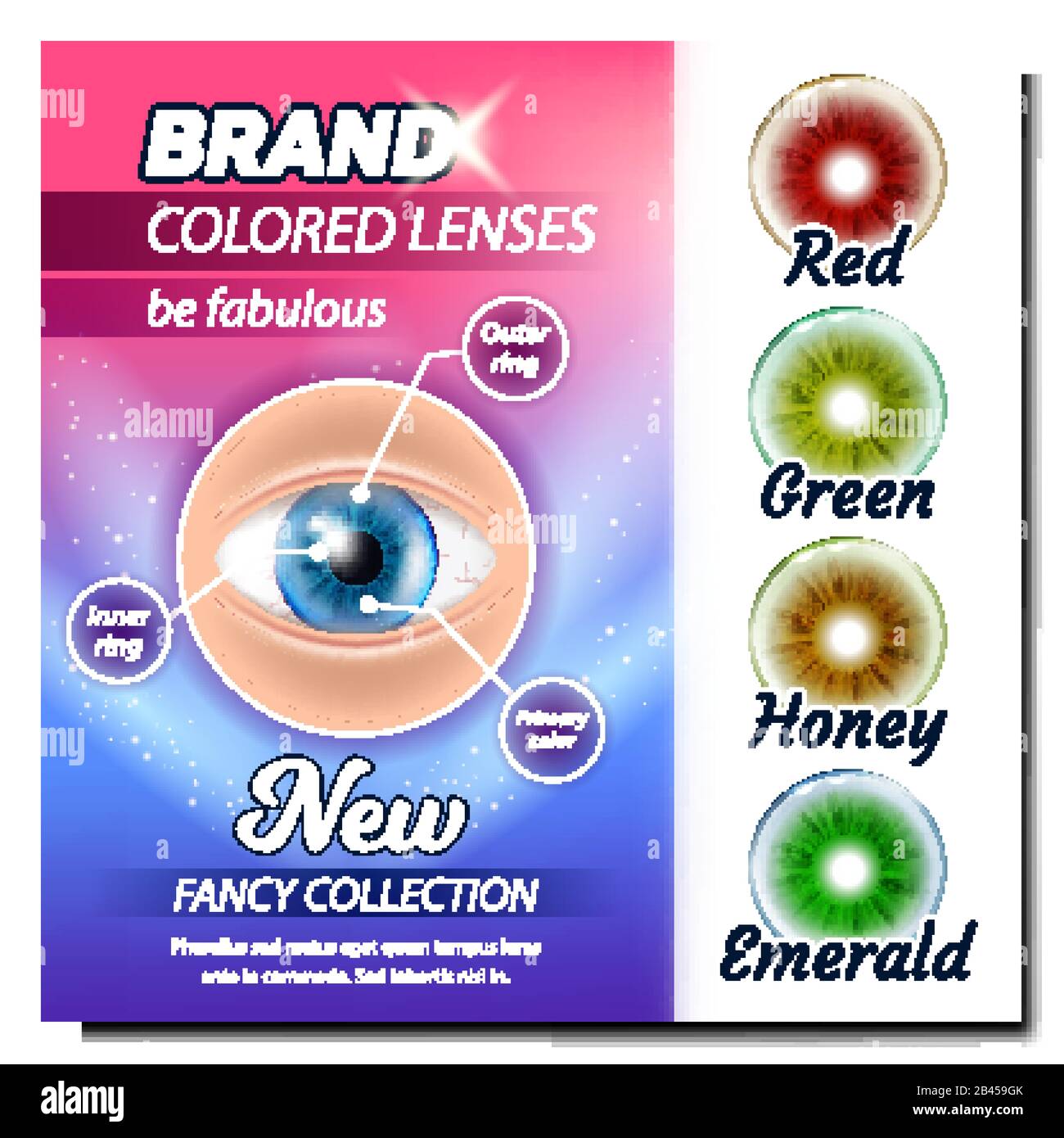 Colored Contact Lenses Advertising Poster Vector Stock Vector Image ...