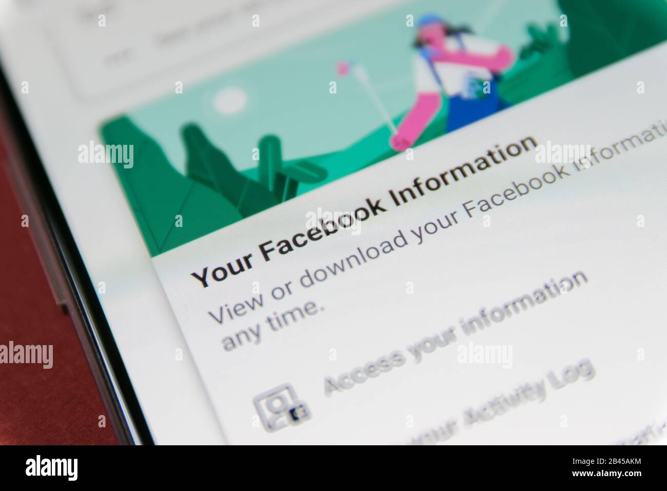 CLUJ, ROMANIA - NOV 06, 2019: Your Facebook information in Facebook ...