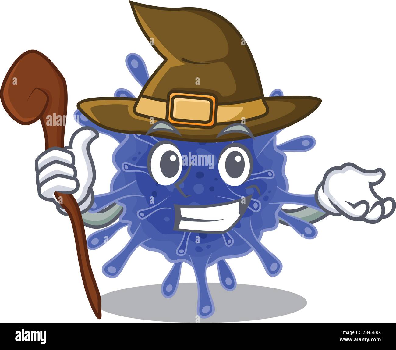 Cute and sneaky Witch bacteria coronavirus cartoon design style Stock ...