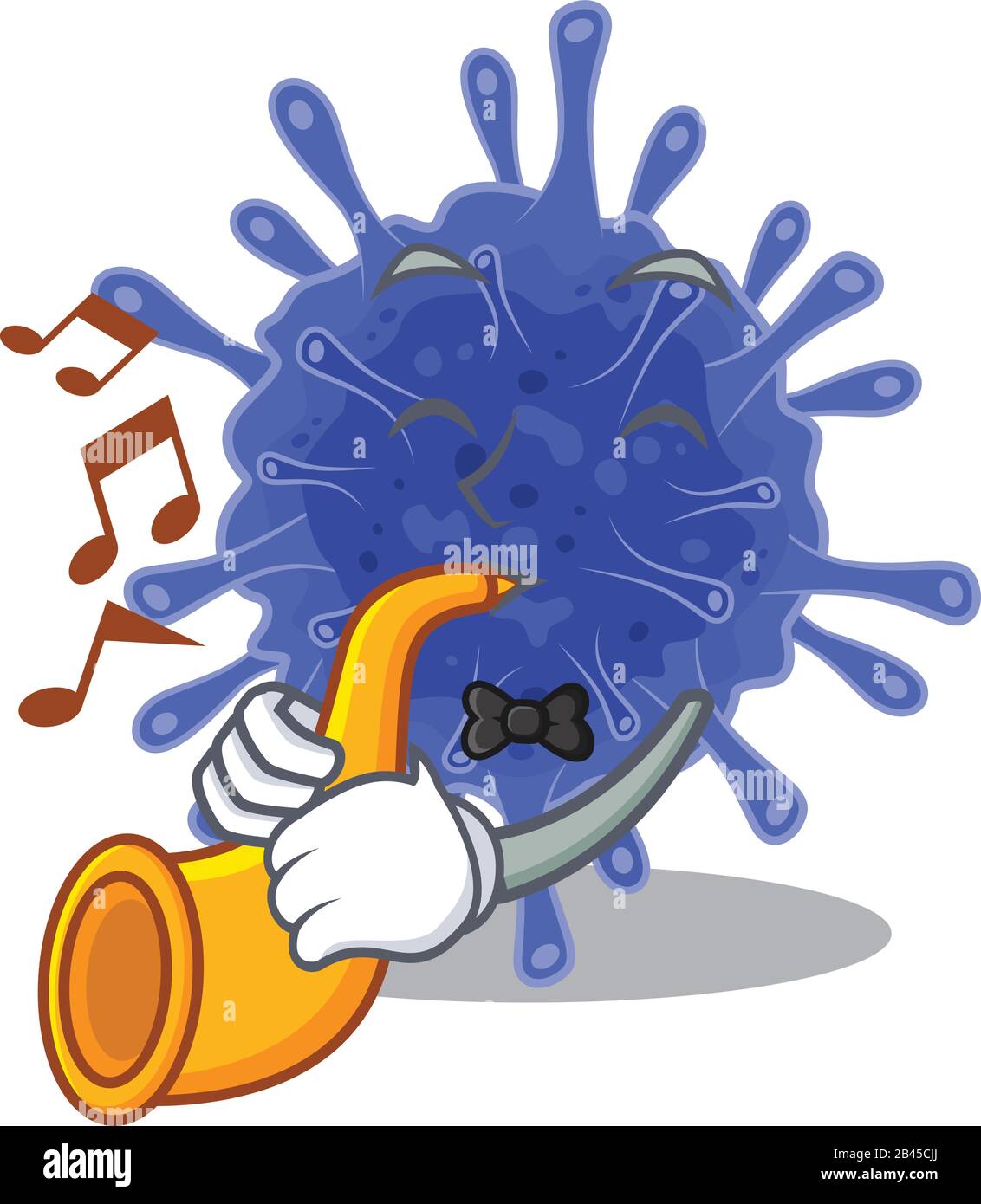 Bacteria coronavirus cartoon character design playing a trumpet Stock ...