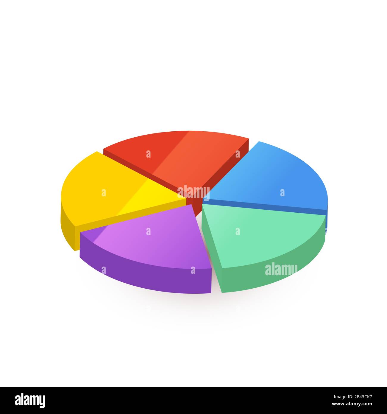 Bright colourful pie diagram divided in five pieces on white Stock ...
