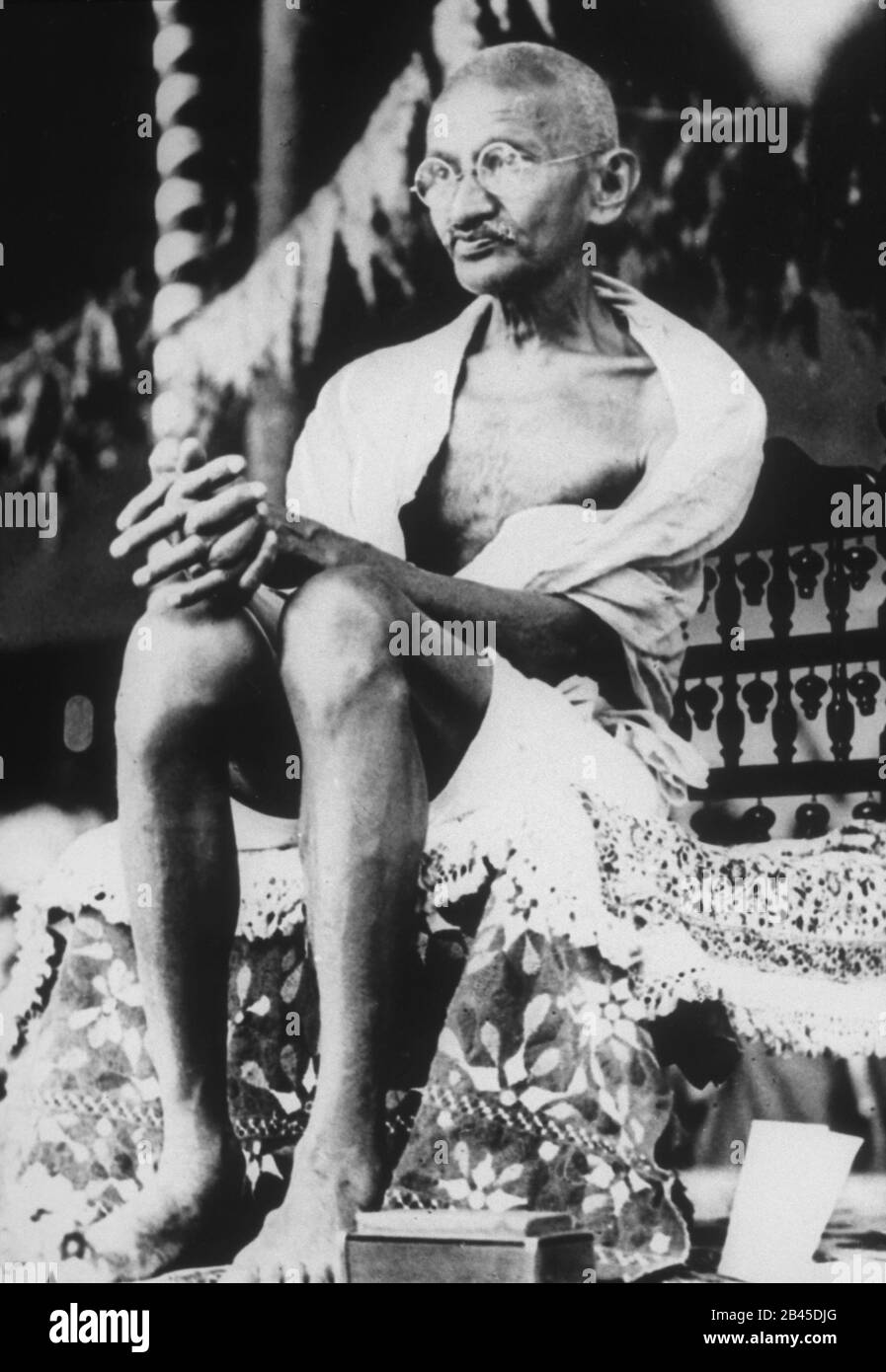 Mahatma Gandhi sitting on chair, India, Asia, 1930s, old vintage 1900s ...
