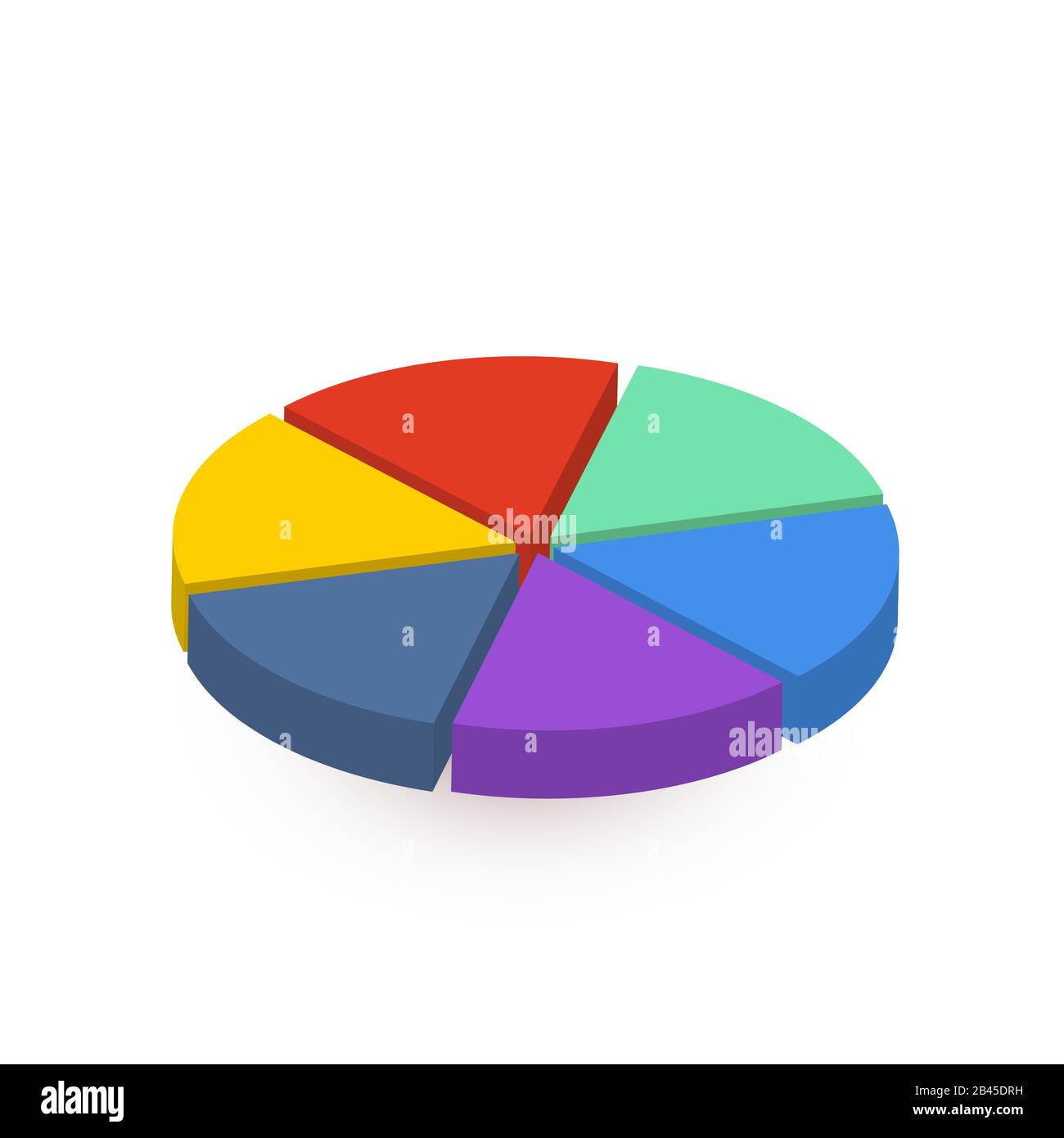 Bright colourful pie diagram divided in six pieces on white Stock ...