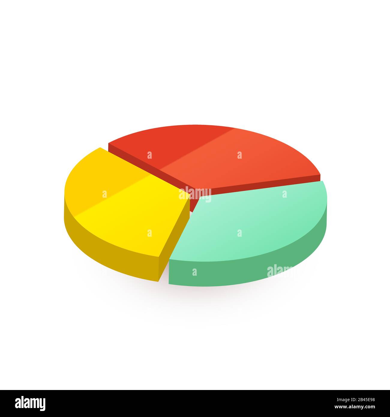 Bright colourful pie diagram divided on three pieces on white Stock ...