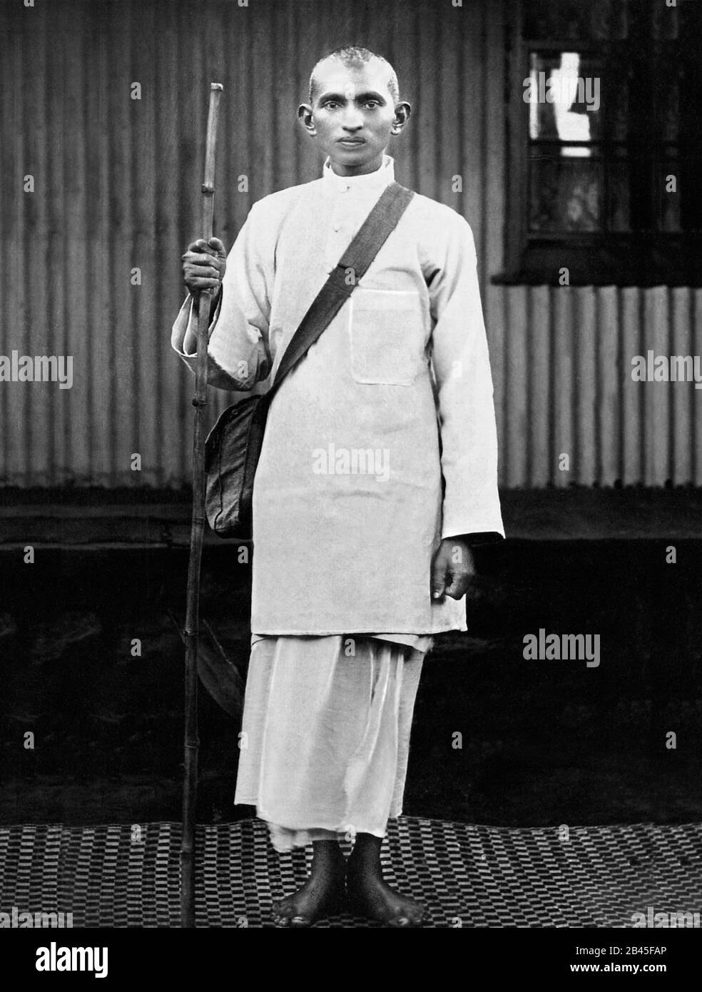 Mahatma Gandhi Standing With Stick
