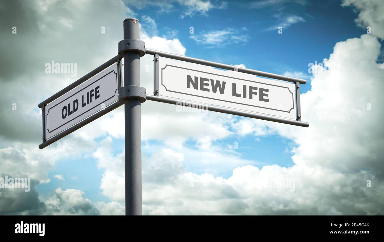 Street Sign the Direction Way to NEW LIFE versus OLD LIFE Stock Photo ...