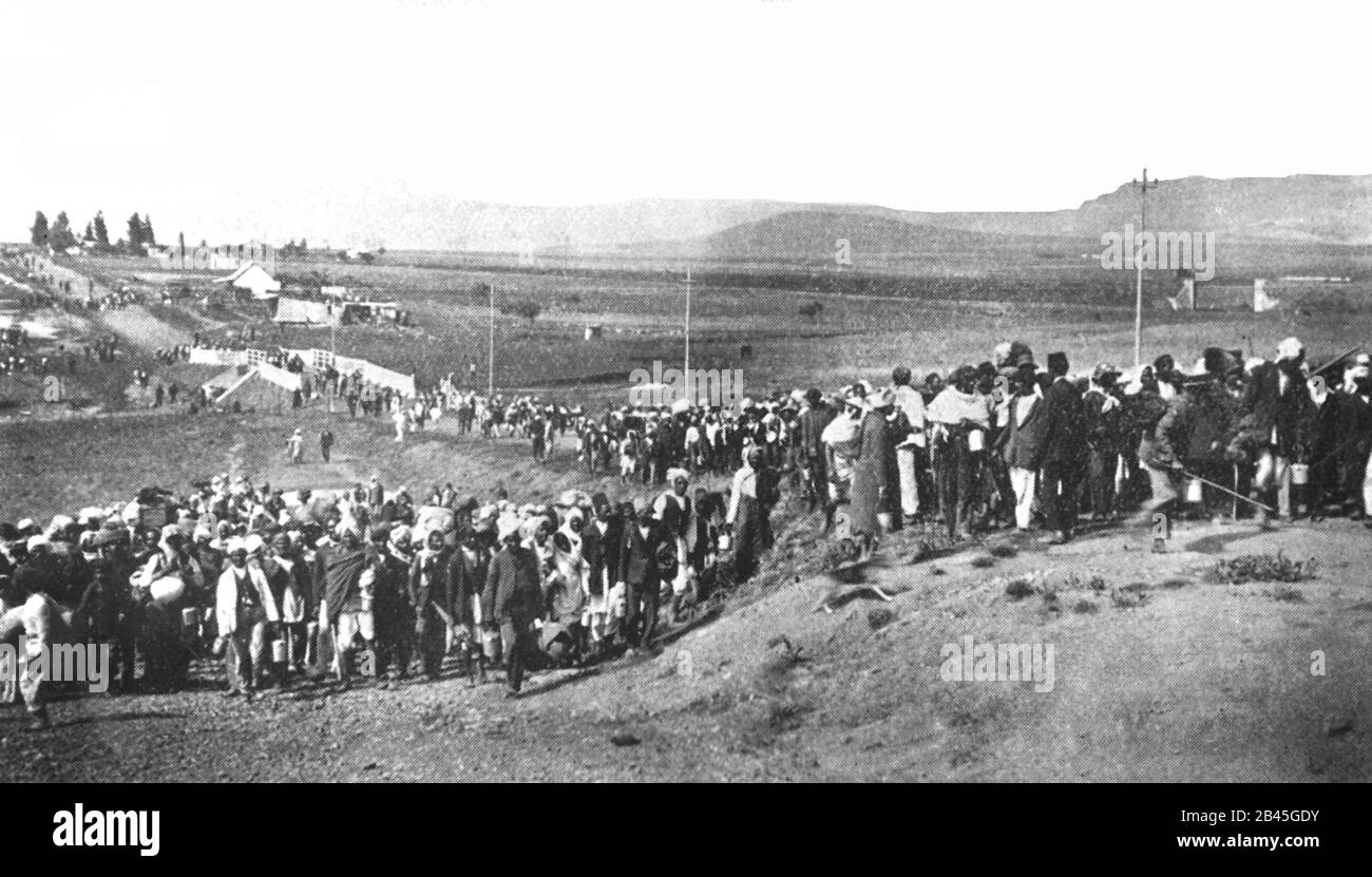 The Great March to the Transvaal, November 6, 1913. The marchers are ...
