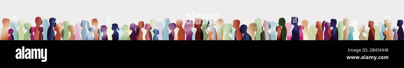 Talking crowd. Large group of people. Dialogue between people ...