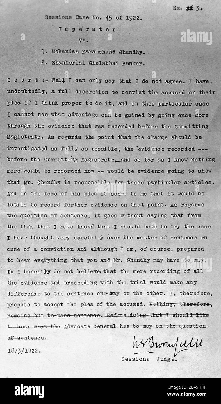 Charge sheet against Mahatma Gandhi by the Sessions Court, Ahmedabad ...