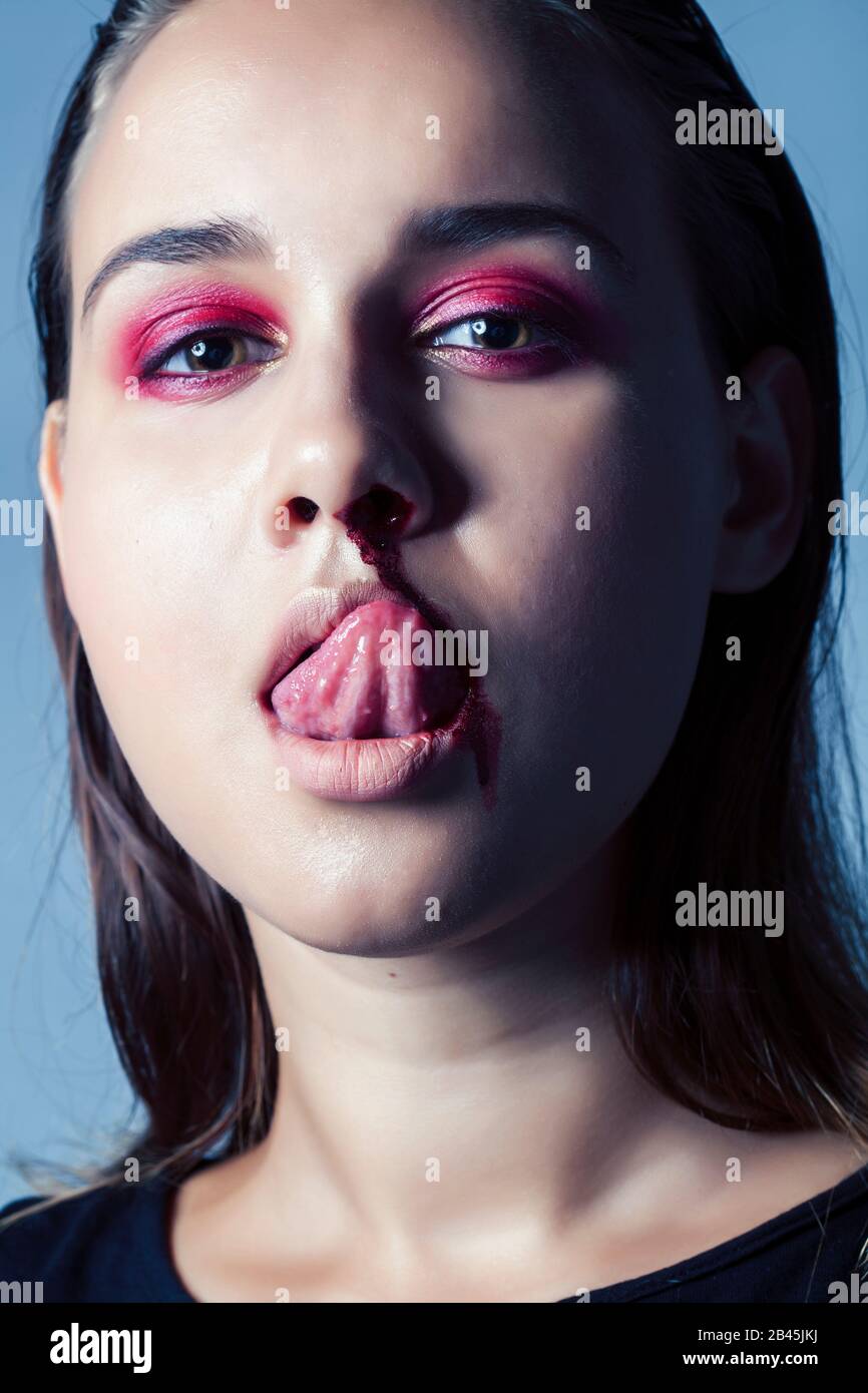 Bleeding blood face angry hi-res stock photography and images - Alamy