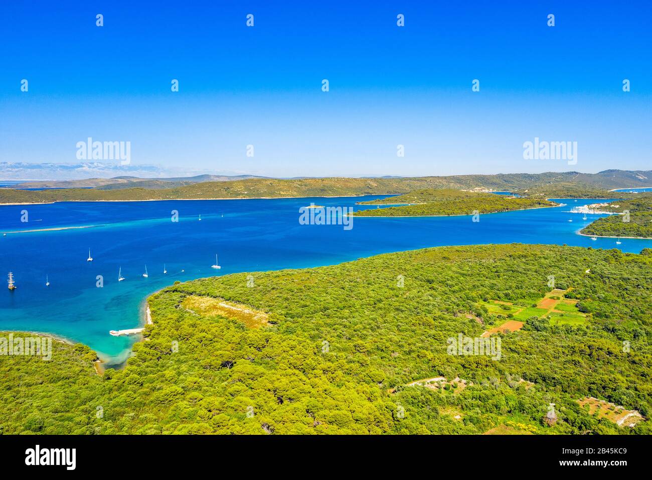 Croatia, beautiful blue seascape archipelago on the island of Dugi Otok ...