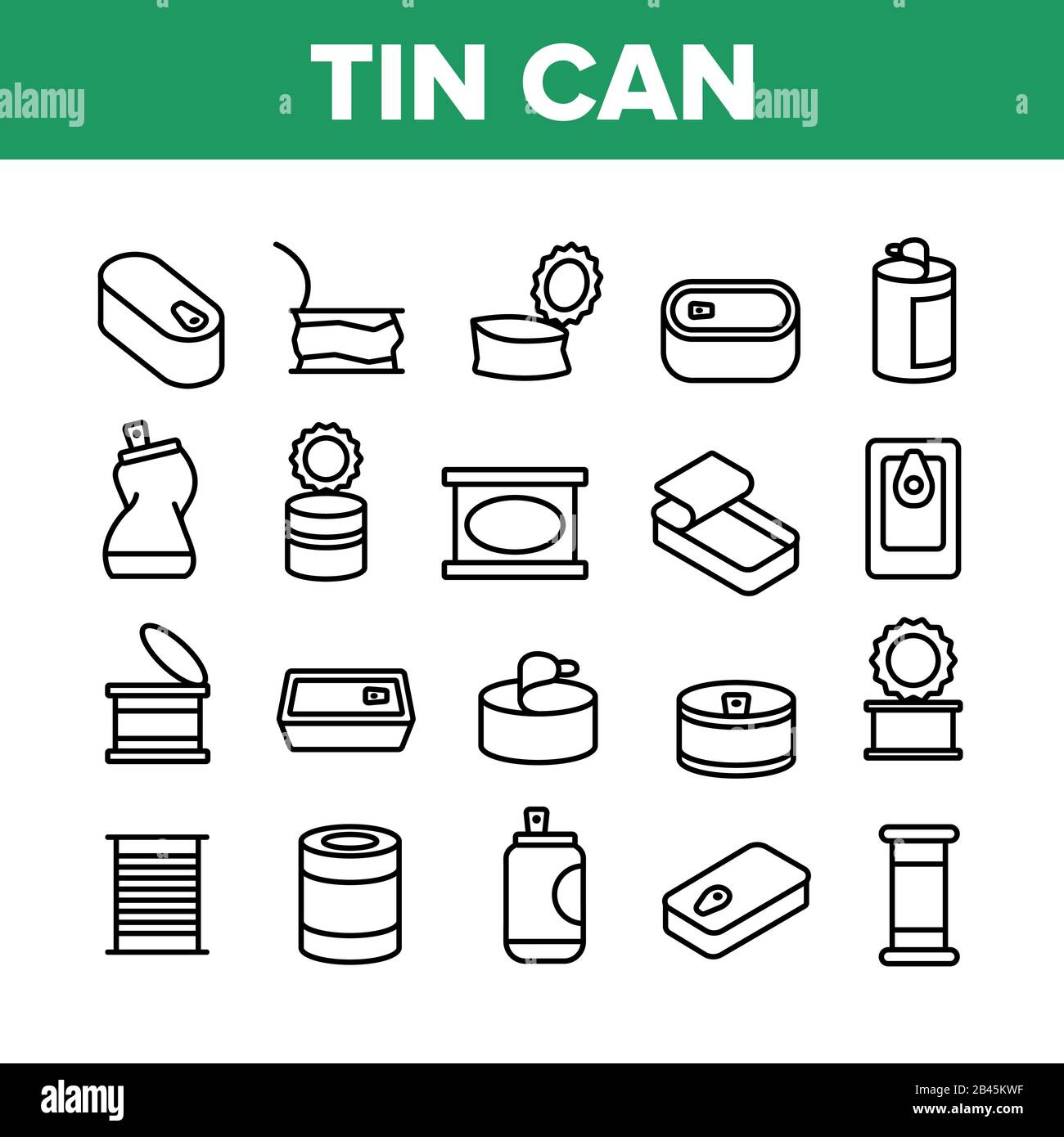 Tin Can Container Collection Icons Set Vector Stock Vector Image & Art ...