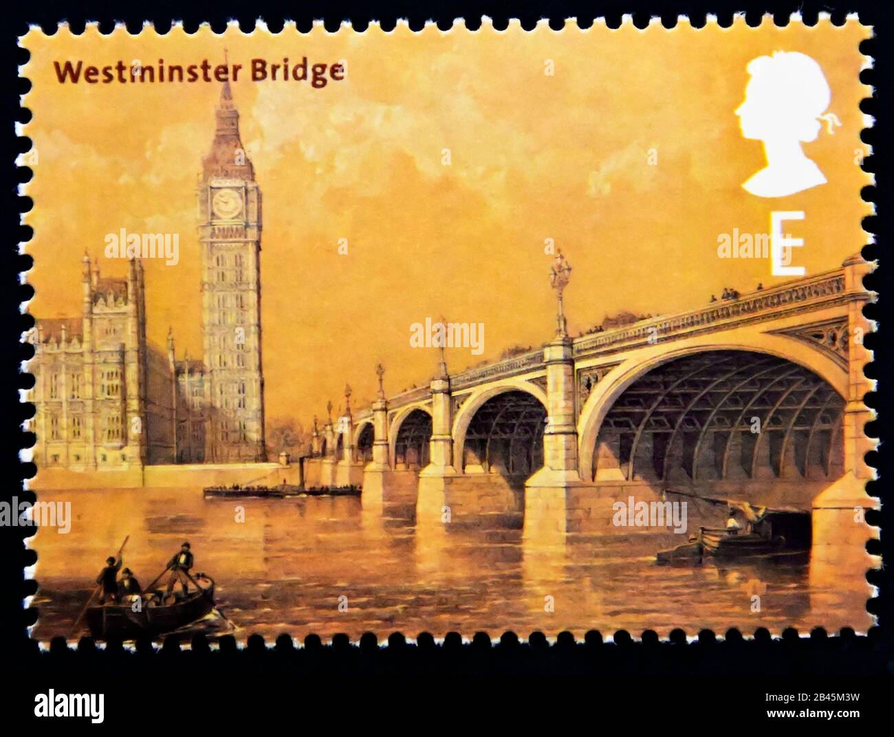 Postage stamp. Great Britain. Queen Elizabeth II. Bridges of London ...