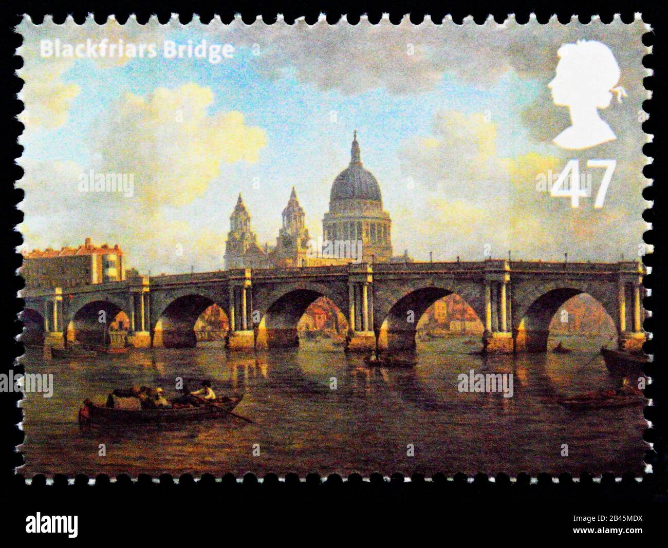 Postage stamp. Great Britain. Queen Elizabeth II. Bridges of London ...