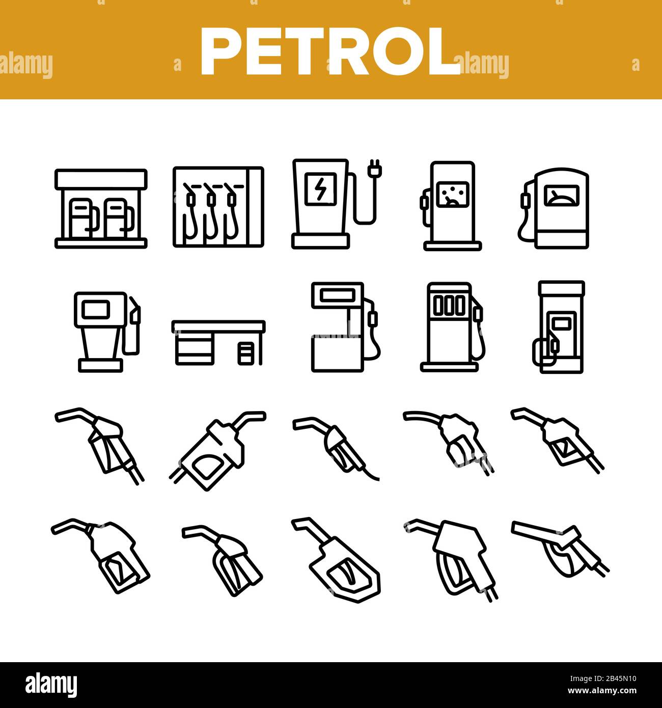 Petrol Station Tool Collection Icons Set Vector Stock Vector Image ...