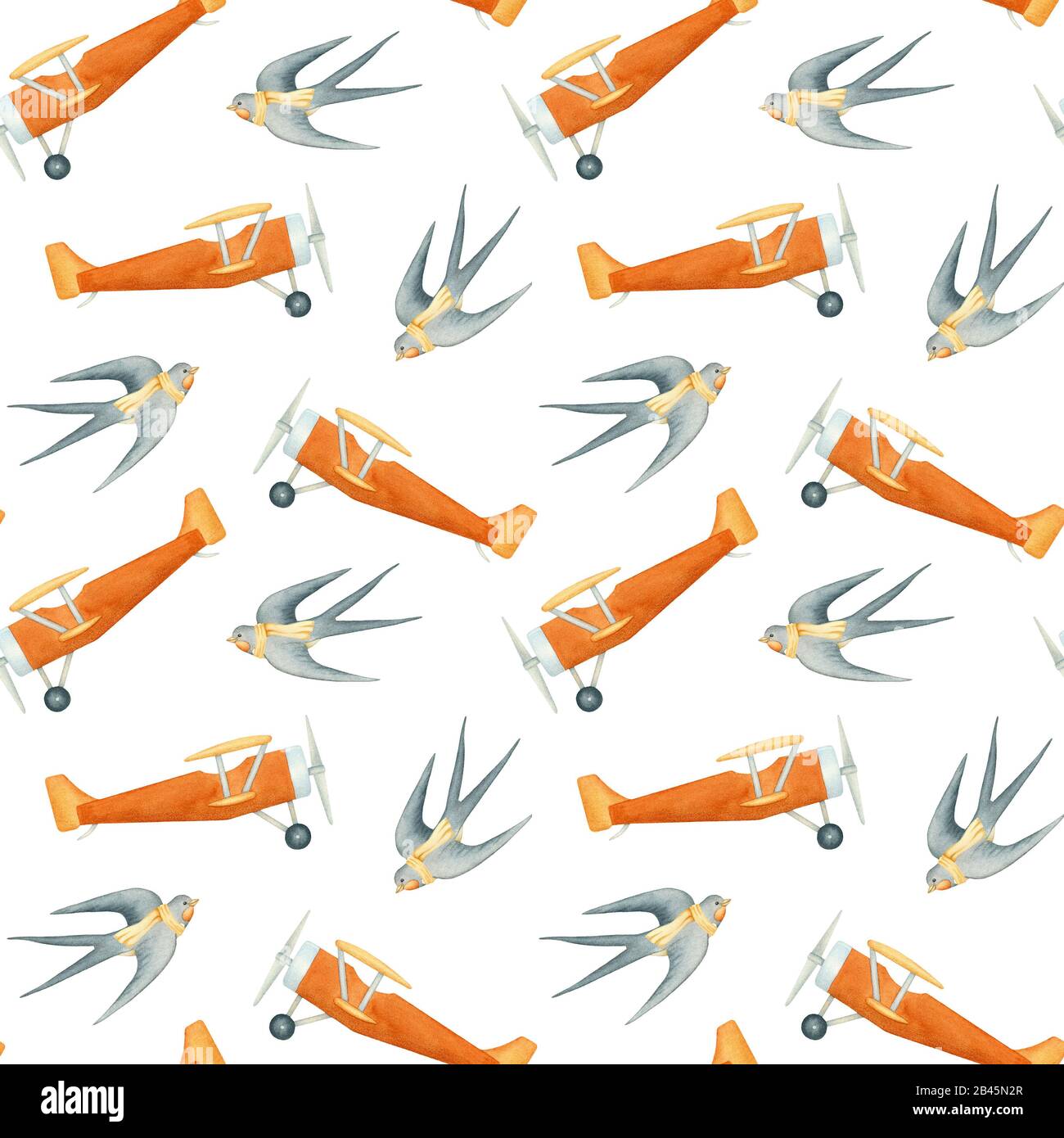 Hand painted watercolor travel seamless pattern. Technical fabric ...