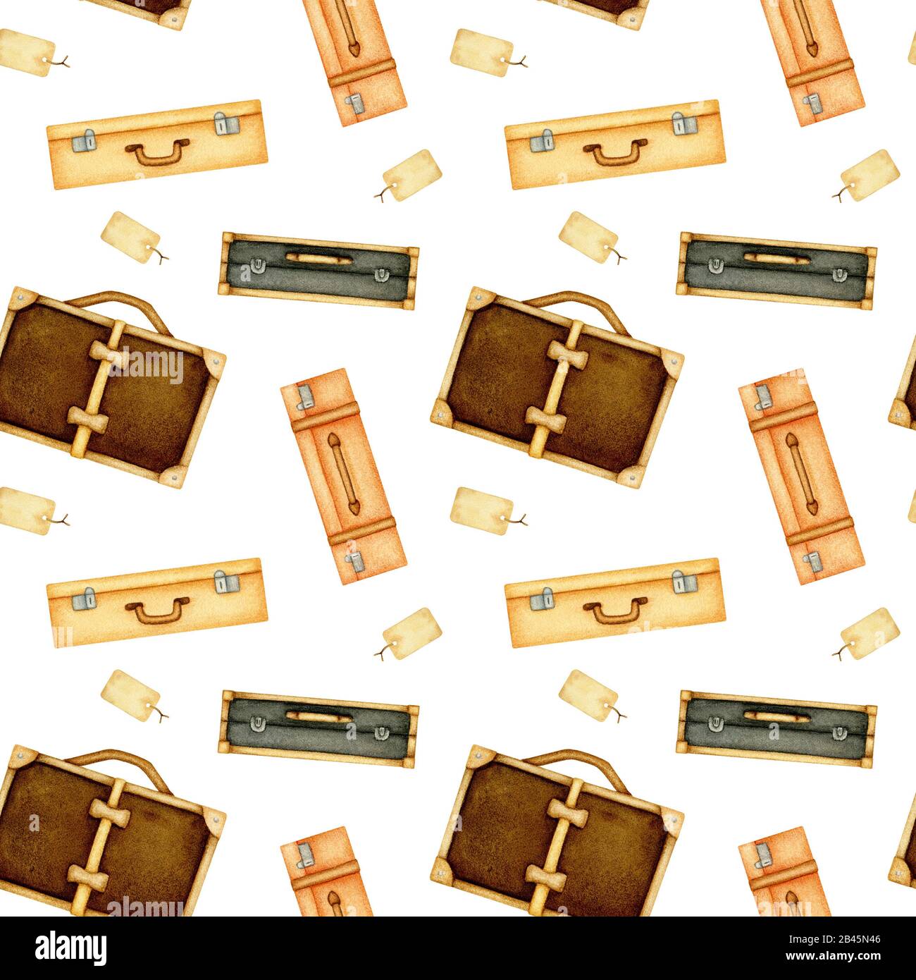 Hand painted watercolor travel seamless pattern. Tourist fabric texture ...