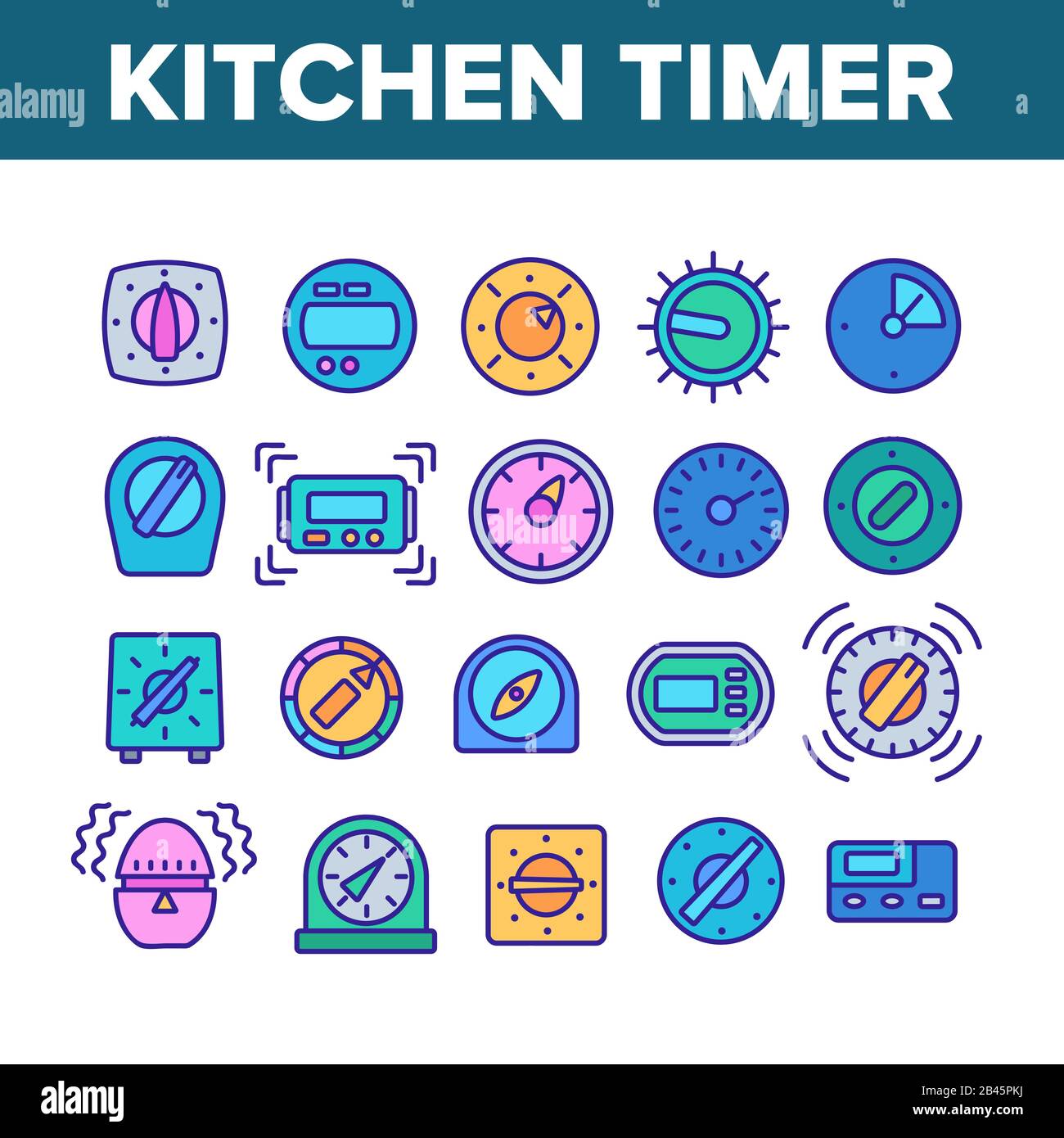 Kitchen Timer Tool Collection Icons Set Vector Stock Vector Image & Art ...