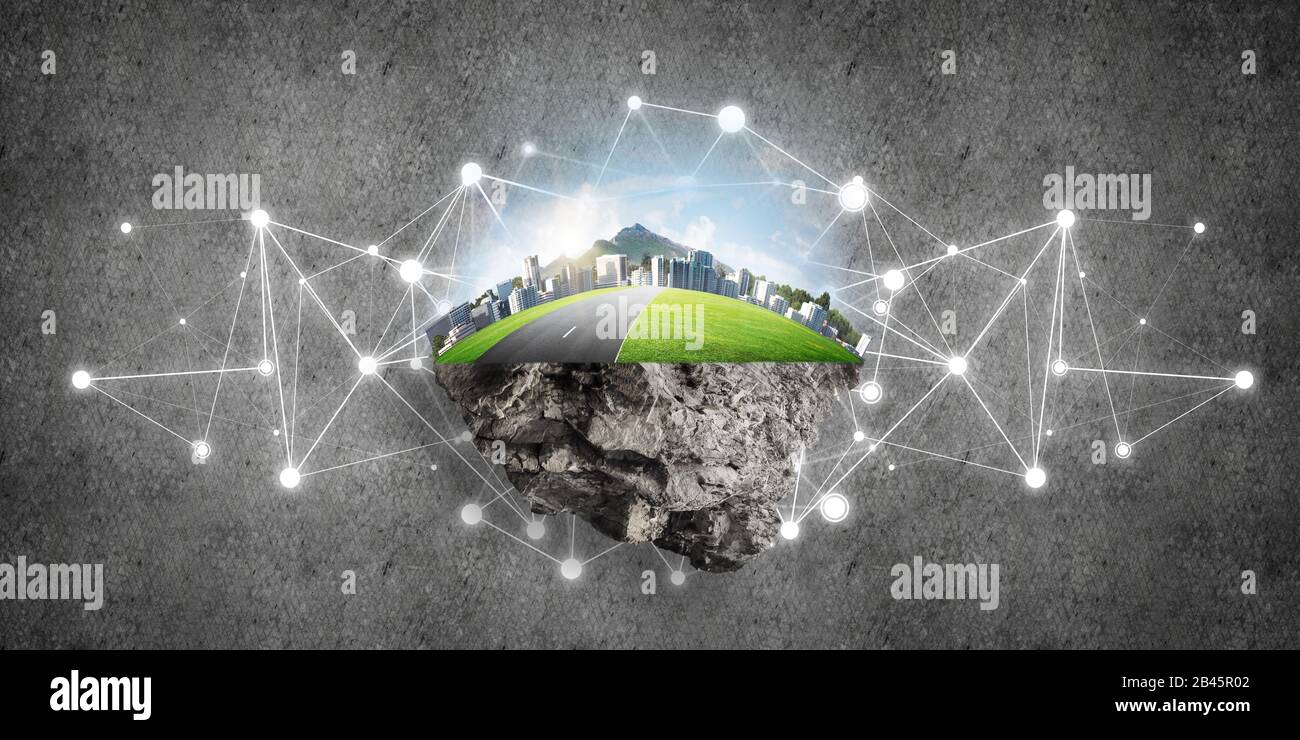 Concept of modern networking technologies and eco green construction ...